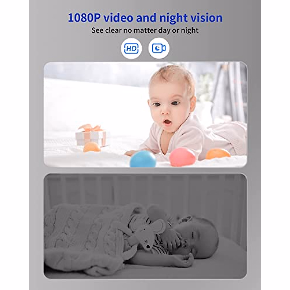 Indoor Security Cam 1080P HD Wi-Fi Smart Home Camera with Night Vision, 2-Way Audio, Motion Detection, Compatible with Alexa & Google Home Hub, Baby/Pet/Elderly