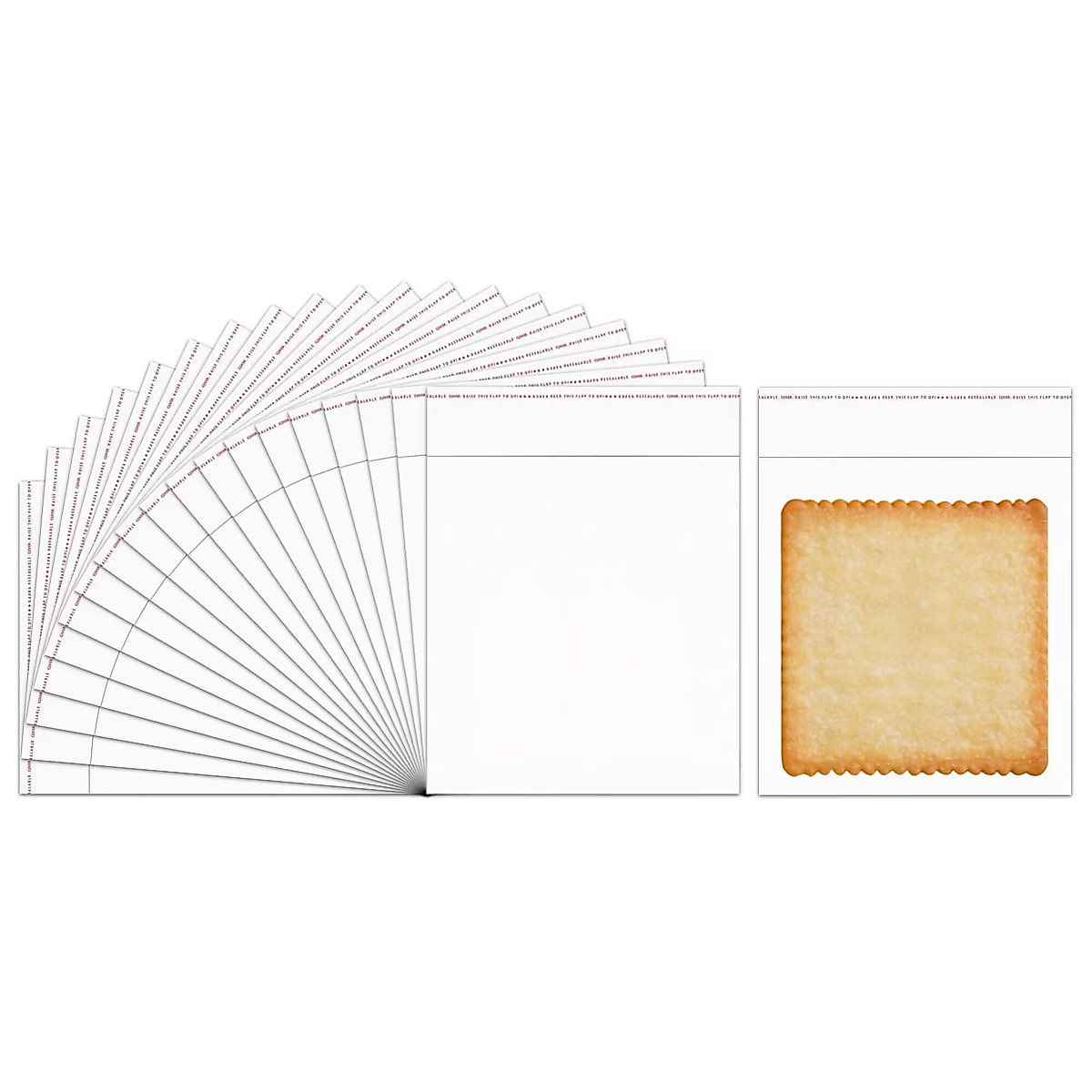 Doutop Self Seal Cellophane Bags 4x4 100pcs Self Adhesive Cello Bags 1mil Crystal Square OPP Plastic Bags for Bakery Cookie Brownie Candy Snacks Cards Crafts Nuts Soap