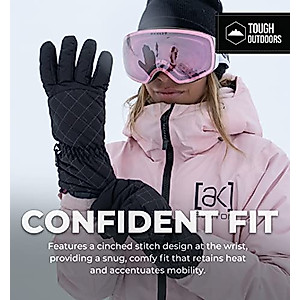 Tough Outdoors Women's Ski Gloves - Womens Snow Gloves - Winter Waterproof Snow Gloves - Adult Snow Gloves - Ladies Snowboarding Gloves