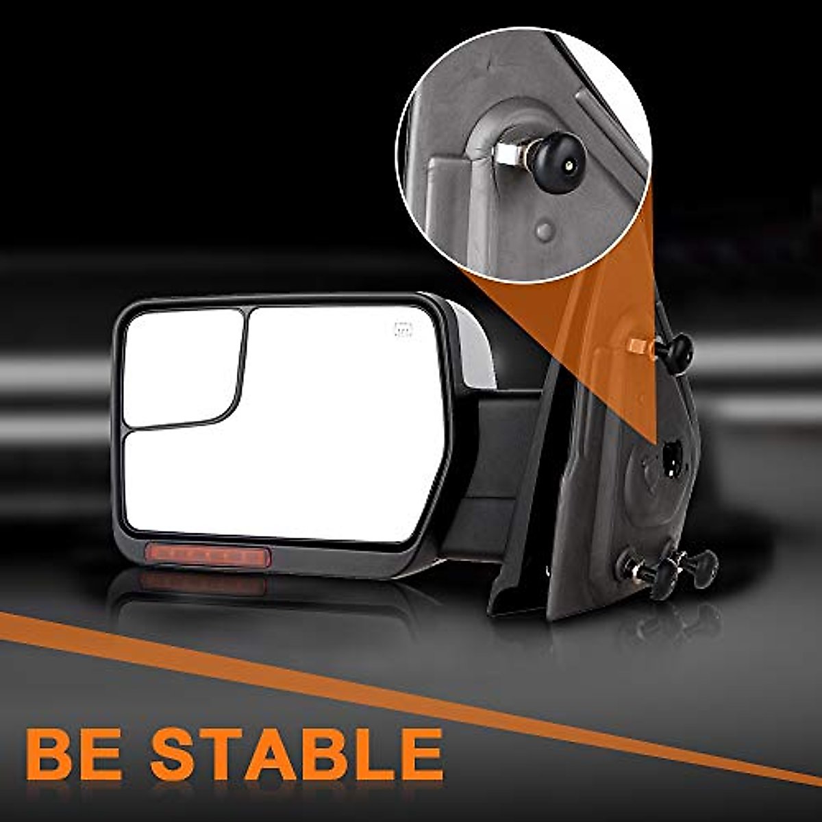 ROADFAR Towing Mirror Compatible With 2004-2014 for Ford for F150 Tow Mirror With Left Side Power Control Heated Turn Signal Puddle Light Chrome Housing