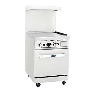 Atosa AGR Commercial Gas Range, 24" Gas Range, Griddle Top, (1) 20" Standard Oven, Propane Gas (AGR-24G-LP)