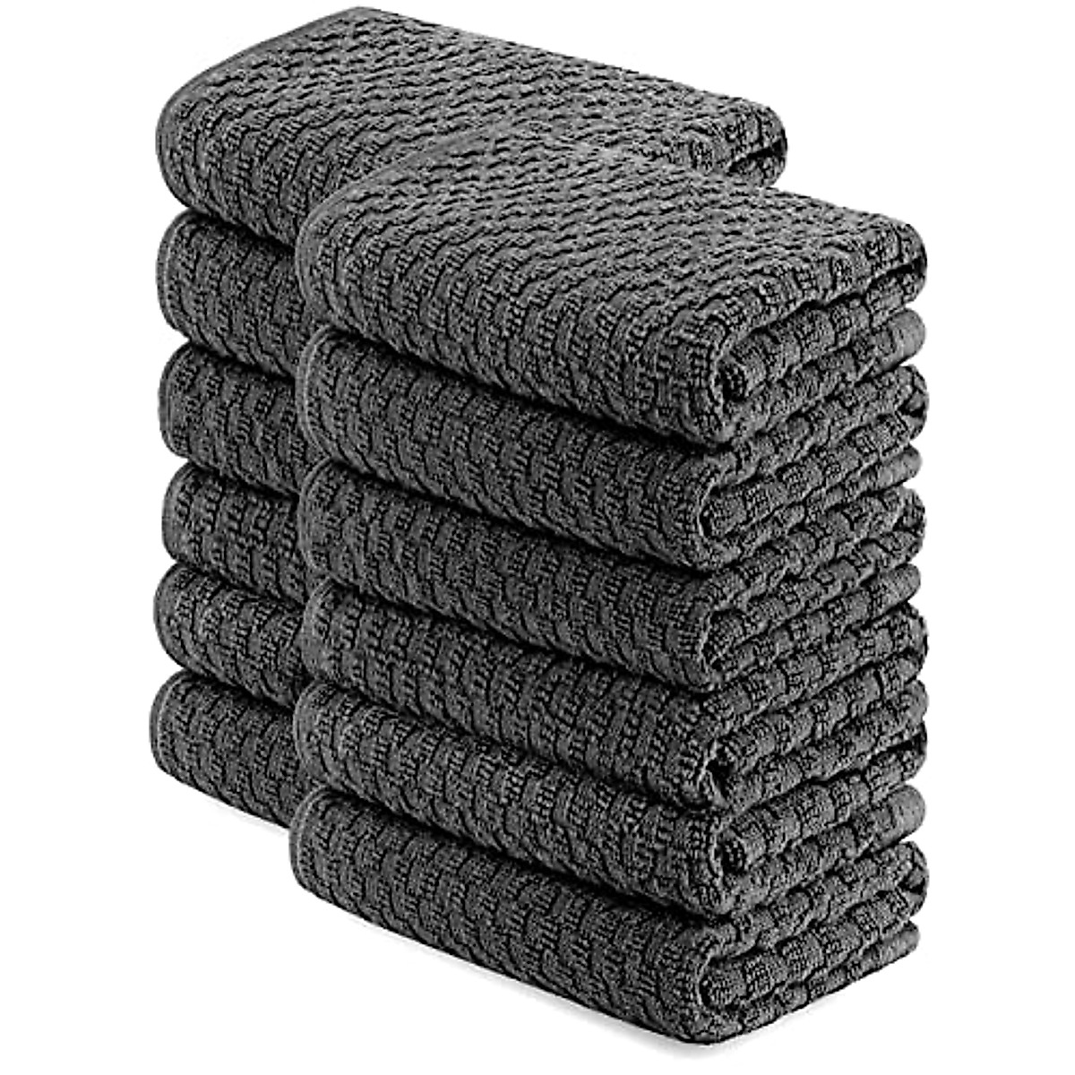 [12 Pack] Cotton Kitchen Towels - Waffle Weave for Embroidery Absorbent Terry Cloth Dish Towels for Washing Hand and Drying Dishes Rags 15x26 Inches, Gray