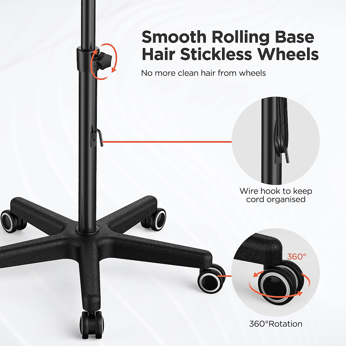 TASALON Ultimate Salon Tray on Wheels,Tray Cart with 2 Magnetic Bowls Irony Tattoo Table Station Rolling Tray with Hair Stickless Wheels,Chemical-Resistant Hair Stylist Instrument Tray,Tray for Dyson