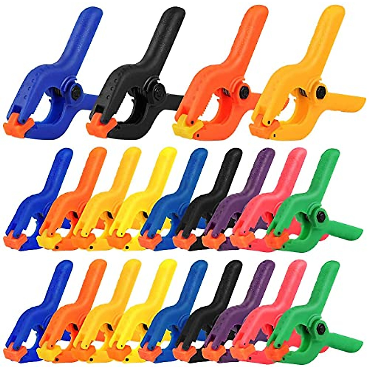 MAXPOWER 22-pieces Spring Clamps, 2-inch Clamps x 18 PCS, 3-inch Clamps x 4 PCS, Plastic Small Mini Clamps for Woodworking Assembly and Photography Backdrop