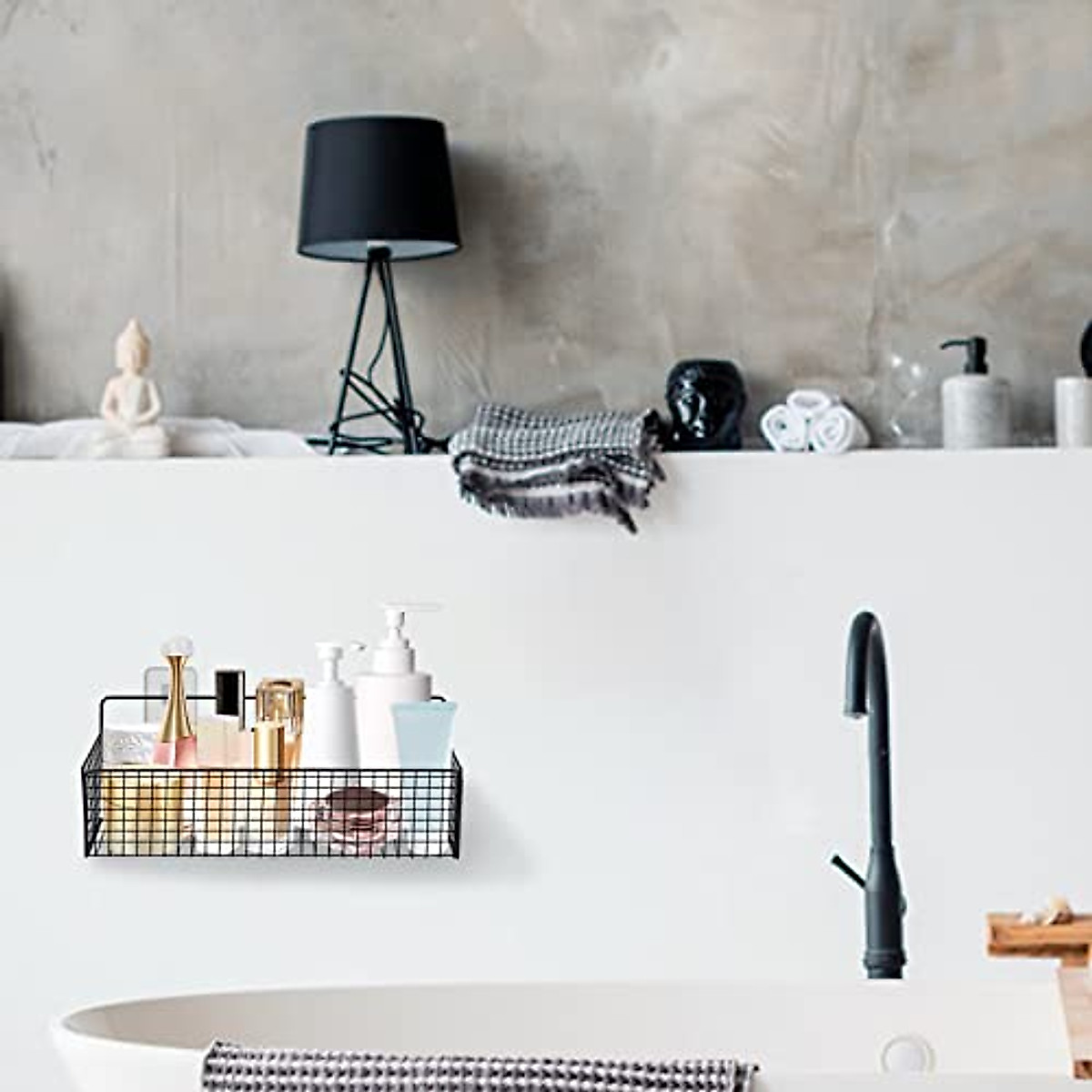 2Pcs Shower Caddy Shelf Organizer Rack, JOPBENG No Drilling Wall Mounted Bathroom Organizer, Rustproof Self Adhesive Shower Shelves for Bathroom Toilet Kitchen RV