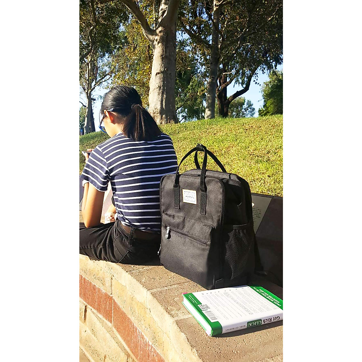 School Laptop Backpack for Teen Girls and Boys, Bookbag With 14 -inch Laptop Compartment for College Students (Black1)