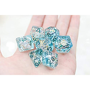 Blue Ocean of Seashell DND Dice Set for Dungeons and Dragons Gifts, D&D, D and D, Pathfinder, Accessories, D20, Polyhedral, Resin Dice, Metal, Dice Tray, Tower, Bag, Box