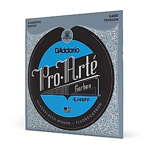 D'Addario Guitar Strings - Pro-Arte Classical Guitar Strings - EJ46FF Carbon Strings - Silver Plated Wrap, Composite Dynacore, Carbon Trebles - Hard Tension