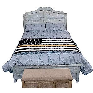 Police Department - Dispatcher's Protection Prayer - Yellow Thin Line American Flag Blanket - Gift Tapestry Throw for Back of Couch or Sofa - Woven from Cotton - Made in The USA (61x36)