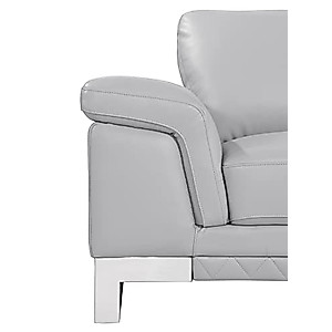 Blackjack Furniture Weston Collection Italian Leather Living Room, Den Loveseat, Light Gray