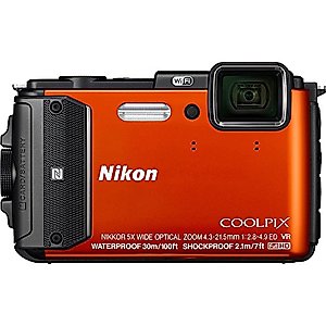 Nikon Coolpix AW130 16MP Waterproof Shockproof Digital Camera (Orange) (Renewed)