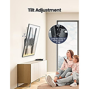 PERLESMITH Tilting TV Wall Mount Bracket Low Profile for Most 23-60 inch LED LCD OLED, Plasma Flat Screen TVs with VESA 400x400mm Weight up to 115lbs, Fits 16" Wood Stud