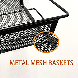 WASJOYE Rolling Wire Slim 5-Shelf Storage Cart for Home Kitchen Marketplace, Storage and Organization Stand with Lockable Wheels (Black)