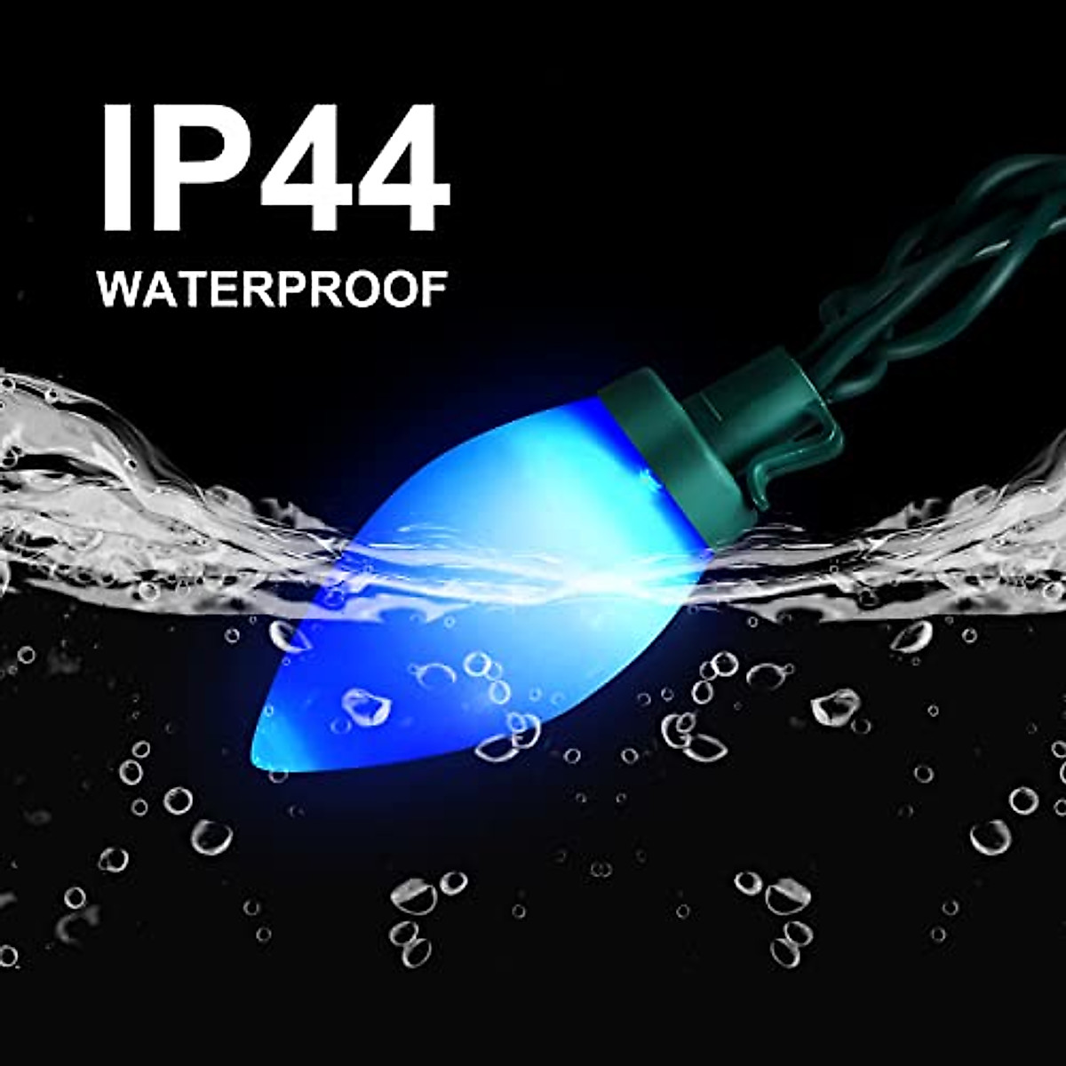 PARKIM C9 Christmas Lights Outdoor 50 LED Blue + White Strawberry Waterproof Ice Lights String Xmas Tree Indoor Decoration Plug in 34.5 Feet Used for Home Festive Courtyard Patio Garden