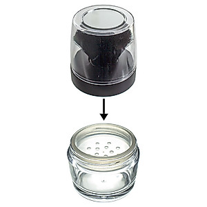 Kabuki Brush With Sifter Jar - Made of Soft Sable Tone Taklon Bristle, Plastic Base Jar, and Mirror for Mineral Makeup, Powders, Custom Foundations