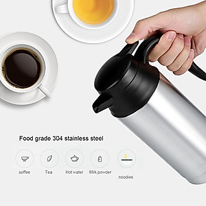 Gorgeri Portable Car Electric Kettle Travel Kettle 12V 750ml Car Hot Water Kettle Heating Cup Electric Kettle Boil Water Tea Coffee with Cigarette Lighter