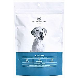 Ketona Zero Carb Chicken Liver Dog Treats - High Protein (52%), No Carb (0%), 100% Freeze Dried Chicken Liver Bites, Delicious and Healthy Treat and Training Reward