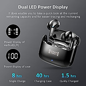 Wireless Earbud, Bluetooth 5.3 Headphones 2022 Bluetooth Earbud with Dual Mic, Wireless Earphones in Ear 40H Deep Bass Noise Cancelling Wireless Headphones IP7 Waterproof Ear Buds for Sport USB-C[New]