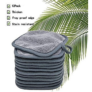 BloomSesame Makeup Remover Cloths for Face, Eye, Lips - Reusable Makeup Remover Pads Soft Microfiber Facial Cleansing Cloths 5 x 5inch 12 Pack (Gray)
