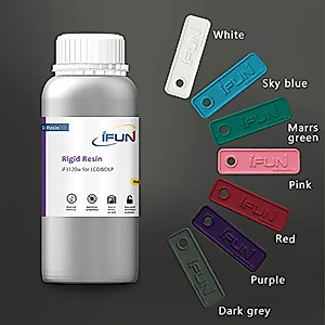 IFUN 3D Printer Rigid Resin- Low Odor Standard- 405nm UV-Curing Photopolymer Resin for LCD DLP 3D Printing White 500ml