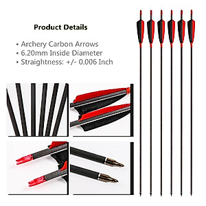 MS JUMPPER Archery Carbon Arrows 400 Spine with 4” Real Feather Fletching 100 Grain Points for Compound Recurve Longbow (12 Pack) (30 Inch Arrows)