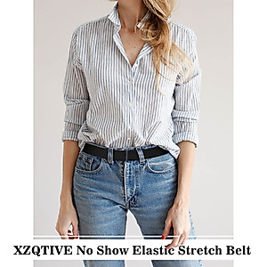 XZQTIVE 4 Pieces 6 Pieces Invisible No Show women Belt Stretch Elastic Adjustable with Flat Buckle for Jeans Pants Dresses