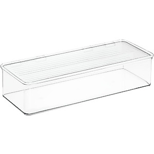 iDesign Kitchen Binz Stackable Box, 14cm x 34cm x 7.5cm, Clear, 14 x 34 x 7.5 cm