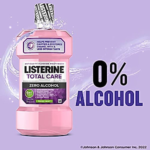 Listerine Total Care Alcohol-Free Anticavity Fluoride Mouthwash, 6 Benefit Oral Rinse to Help Kill 99% of Germs That Cause Bad Breath, Strengthen Enamel, Fresh Mint Flavor, 16.9 Fl Oz (Pack of 1),