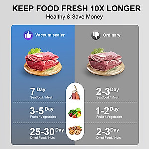 mokero Vacuum Sealer for Food Compact Meal Meat Vacuum Sealer Machine with 10 Seal Bags and Cutter Automatic Vacuum Air Sealing System for Dry Moist Freezer Food Storage