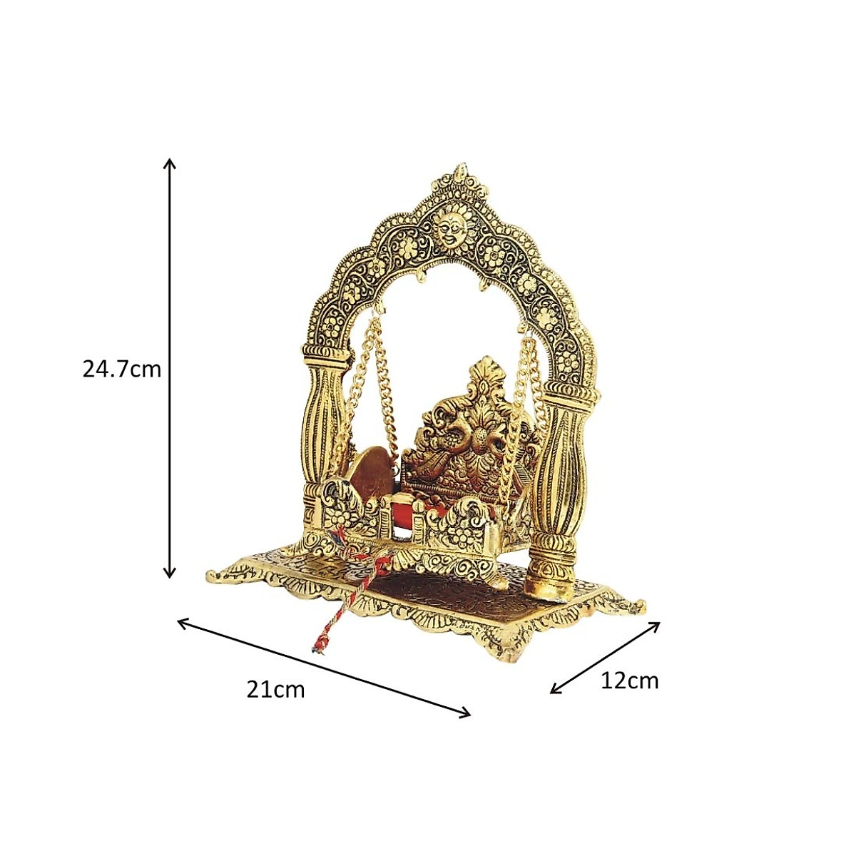 Handicrafts Paradise Handicrafted Pooja Jhula | Swing | Palana | Nand Gopal Palana in Metal - 8.25 x 4.75 x 9.75 inches