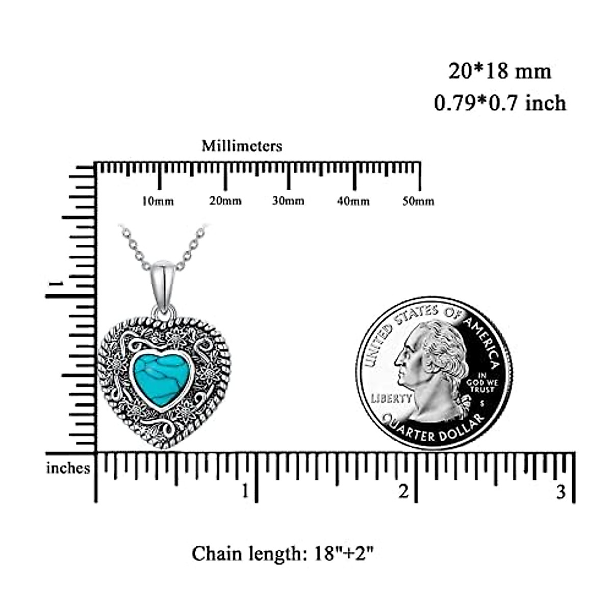 Plesitep Turquoise Heart Necklace Sterling Silver Sunflower Pendant Necklace Jewelry For Women Mom