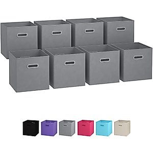 Cube Storage Baskets For Organizing - 11 Inch - Set of 8 Heavy-Duty Storage Cubes For Storage and Organization. Makes The Perfect Bins For Cubby Storage Boxes Or Cube Storage Organizer (Grey)