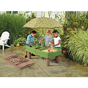 Step2 Naturally Playful Sand & Water Activity Center | Kids Sand & Water Table with Umbrella
