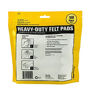 Smart Surface 8727 Heavy Duty Self Adhesive Furniture Felt Pads 1-Inch Round Oatmeal 160-Piece Value Pack in Resealable Bag
