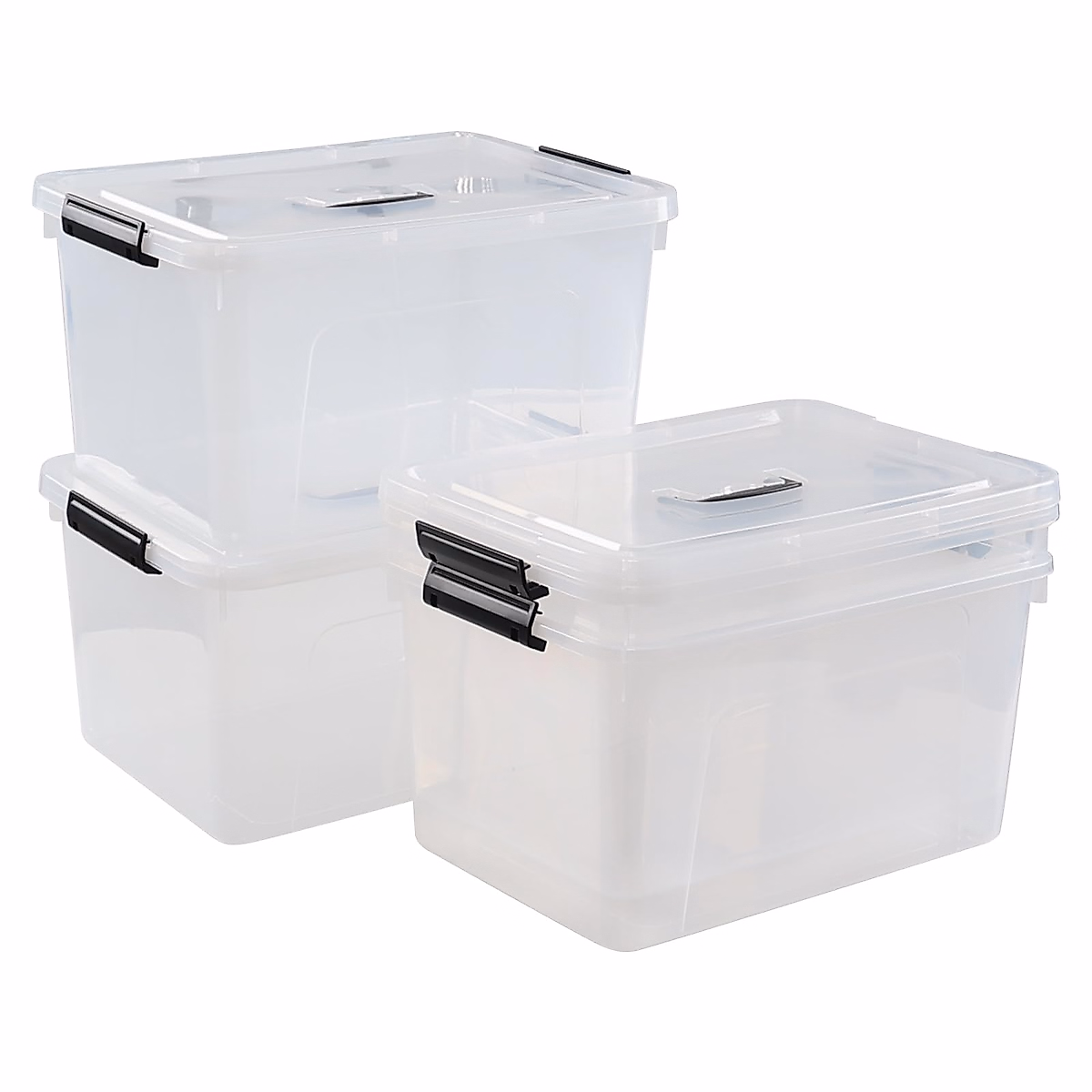 CadineUS 4-pack 18 Liter Clear Plastic Storage Box, Latch Storage Bins with Lids