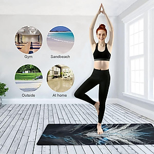 GOODOLD Blue Eyes Dragon Yoga Mat, 71 x 26 Inch Non-slip Yoga Mats Folding Travel Exercise Mat Indoor Outdoor Gym Pilates with Storage Bag for Women Men