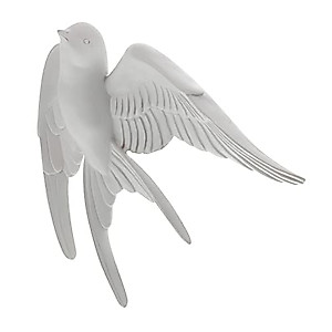 Metal White Sparrow Wall Decor: Large Flying Bird Wall Art Swallow Wall Mount Hanging Figurine 3D Aninal Sculptures for Garden Home Bedroom Living Room