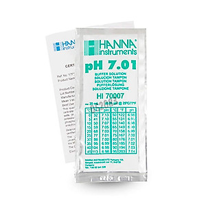 Hanna Instruments HI 70007P Buffer Solution, 7.01 pH, 20mL Sachet, Pack of 25