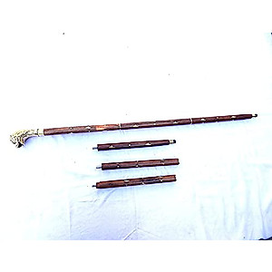 Halloween Vintage Handmade Lion Head Handle Wooden Walking Stick Cane Vintage Designer Handmade