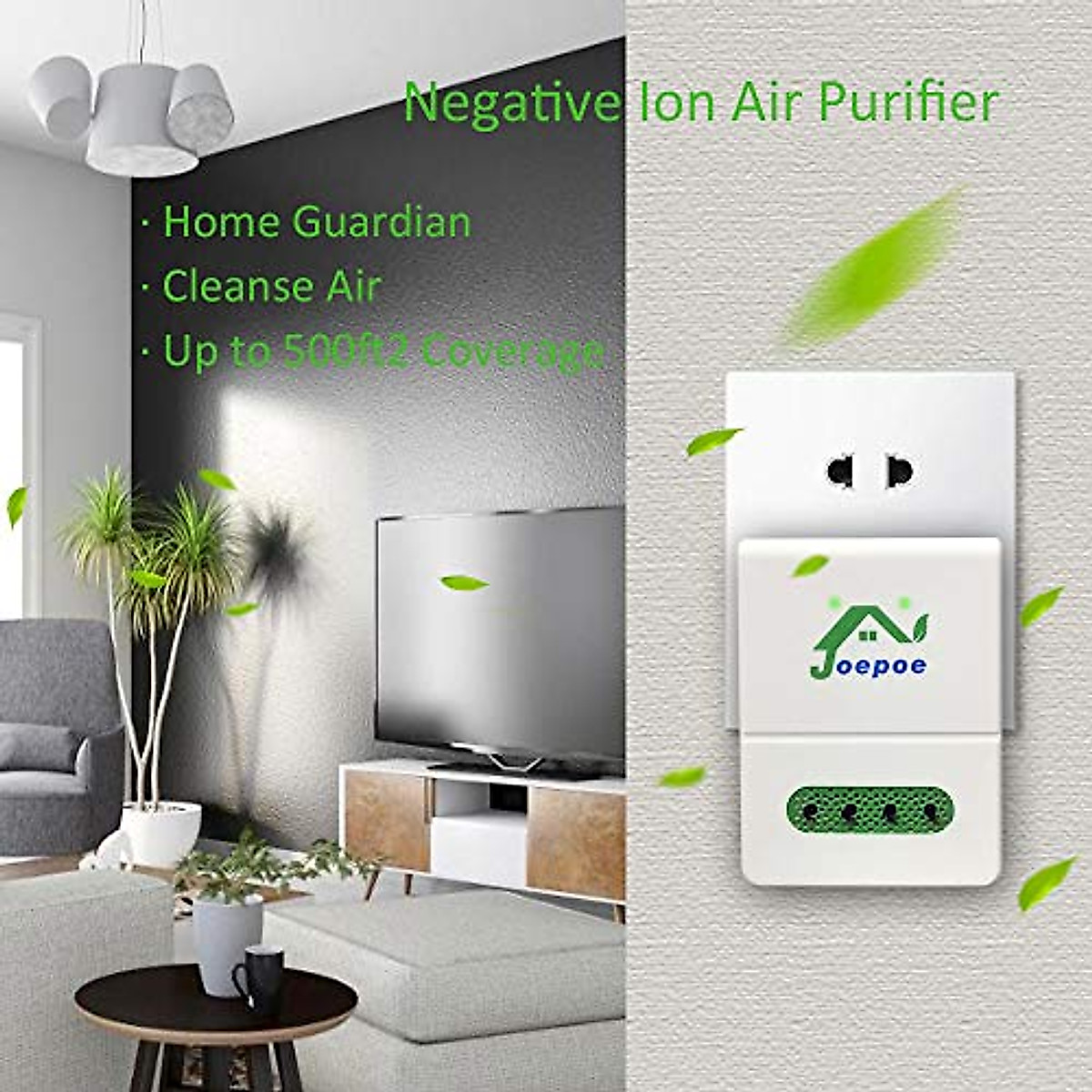 Joepoe Ionizer Air Purifier/ Plug In Air Purifier with Ion Technology Output Up to 32 Million Anions Per Second,Filterless Ion Air Purifier Plug In Home/Office Cleanse: Odors,Smell and More(3Pack)
