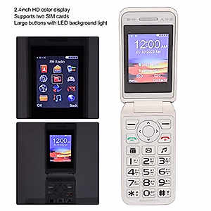 CCYLEZ N509 2G Flip Phone, 2.4 Inch Dual SIM Flip Cell Phone Loud Volume Speakers, Large Keys and Key LED Light with 6800mAh Battery for Older (Blue)