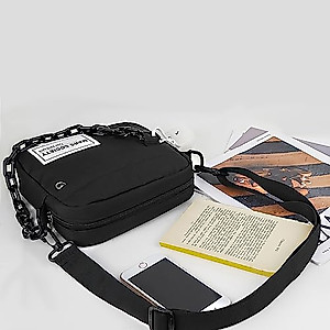 HappyLily Small Crossbody Messenger Bags for Women Men, Nylon Shoulder Pouch Bag, Crossbody Purse with Cute Detachable Ghost Decorate (Black)