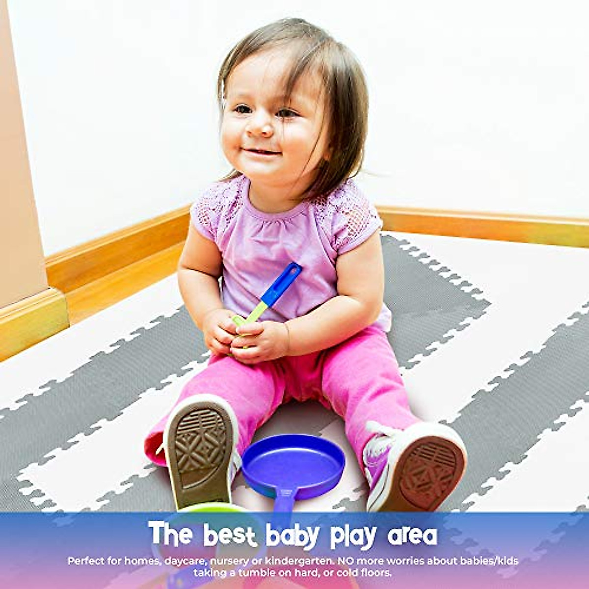 Red Suricata Playspot Foam Hexamat – Geo Interlocking Baby Play Mat - Baby Playmat for Kids, Infants & Toddlers – 79” x 60” or 74” x 63” Rubber Foam Floor Puzzle Mats Tiles (Ghost White/Grey