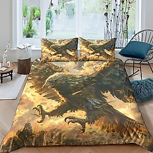 EVMILA Eagle 3D Printed Quilt Cover Duvet Cover Comforter Covers Bedding Set for Childrens and Adults 3 Pieces with Pillowcases Microfiber with Zipper Closure Queen（228x228cm）