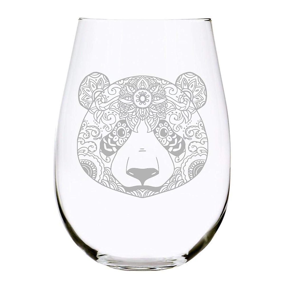 C M Panda 17oz. Lead Free Crystal stemless wine glass