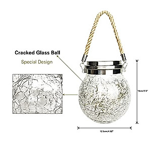 Solar Lantern, YIKZART Patio Decor Outdoor Lanterns with 50 LED, Outdoor Hanging Waterproof Solar Cracked Glass Ball Warm Lights Decorations for Yard Garden Patio Deck Lawn Fence 1 Pack