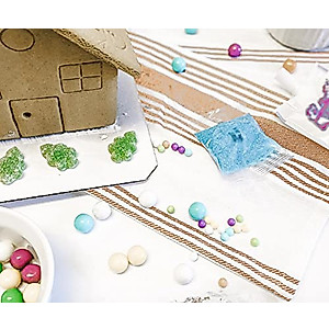 Cotton Dish Towels Set of 6 - Beige & White Tea Towels - Kitchen Dish Towels - Hand Towels with Hanging Loop - Striped Hand Towels, Farmhouse Dish Towels, Linen Bar Towels, (Beige/White, 18 x 28")