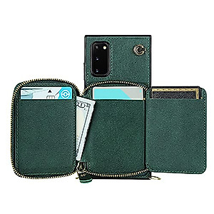 Crossbody Wallet Case for Samsung Galaxy S20,Wallet Phone Case with Card Holder,Kickstand,Magnetic Closure,Zipper Phone Purse,Strap