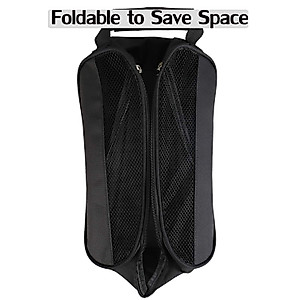 Outdoor Golf Shoes Bags Travel Shoes Bags Zippered Sport Shoes Bag (Black)