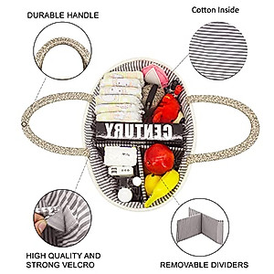 Celesto Baby Diaper Caddy Organizer – Nursery Storage Bin - Car Organizer for Diapers - Changing Table Organizer Basket - Shower storage Gift - Cotton Canvas Portable Diaper Storage Basket (Beige)